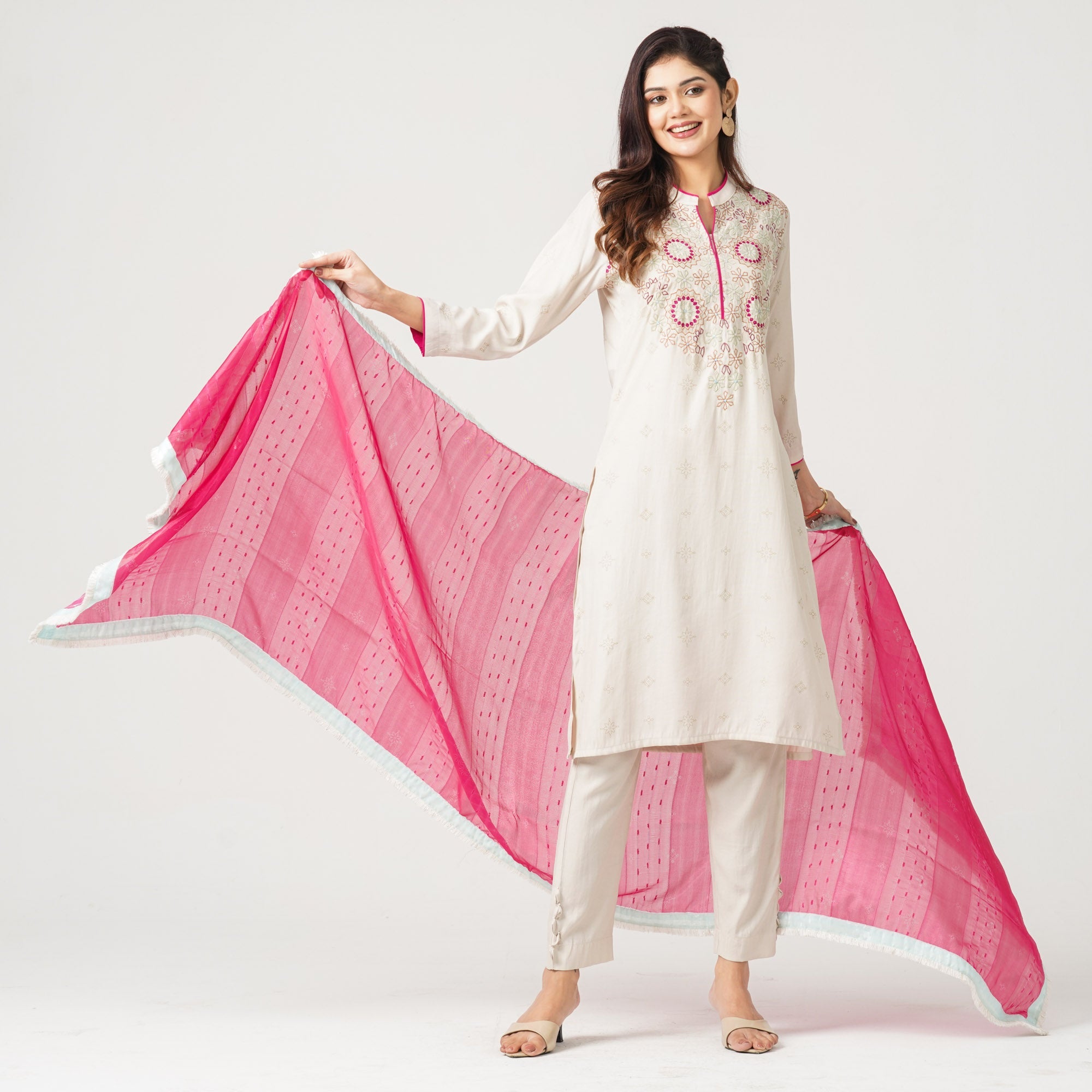 Womens Cashmilon Embroidered Three Piece Set – Twelve USA